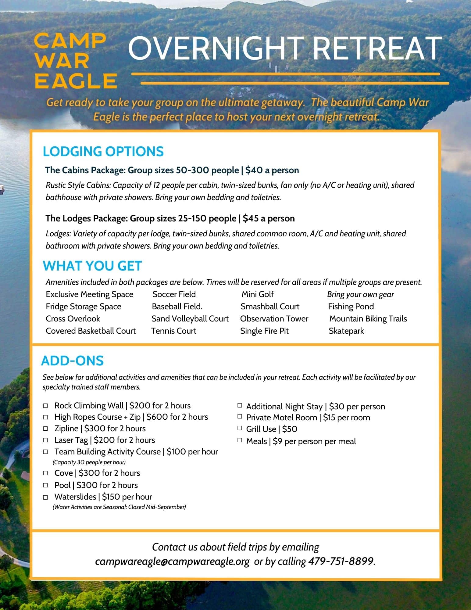 Pricing/Packages – Camp War Eagle